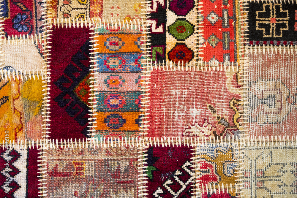 Texture of a piece of old carpet to sew thick threads Stock Photo ...