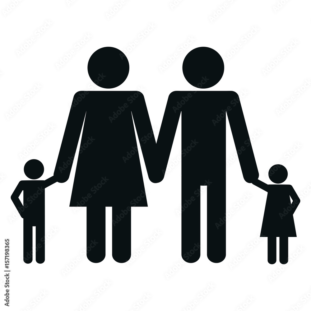 pictogram family with kids icon over white background. vector ...