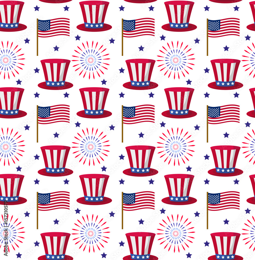 Independence Day of America seamless pattern. July 4th an endless ...