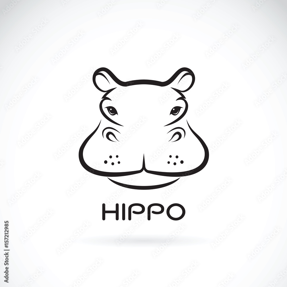 Vector of a hippo face design on white background. Wild Animals. Stock ...