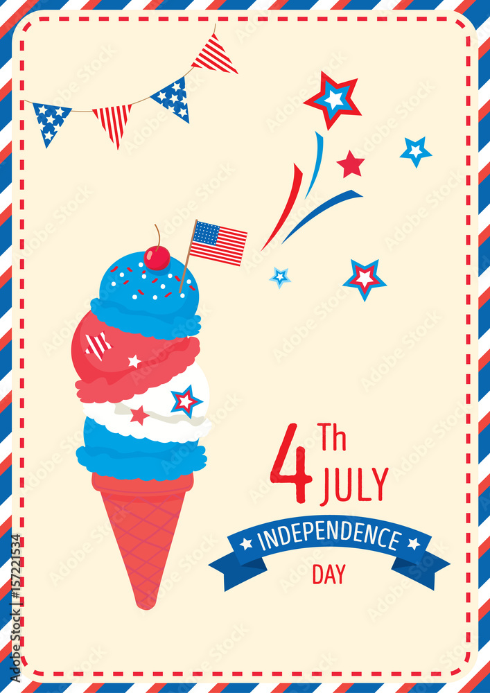 Ice cream cone design for Happy Independence day United states of ...