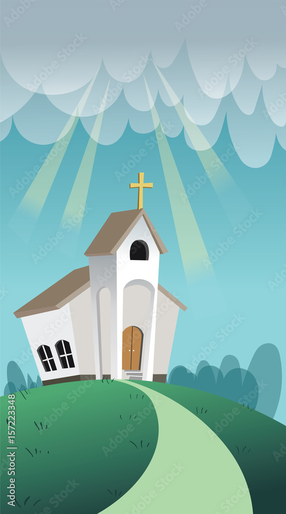 cartoon style illustration of christian church. Stock Vector | Adobe Stock