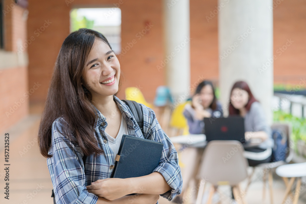 Portrait cute asian college student at campus university. Stock Photo ...
