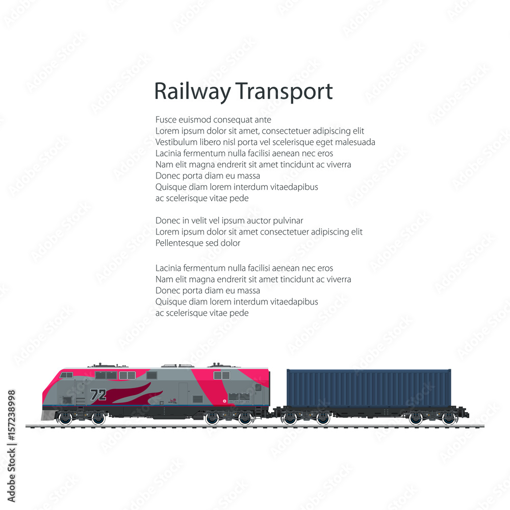 Flyer Locomotive with Cargo Container on Railroad Platform, Train ...