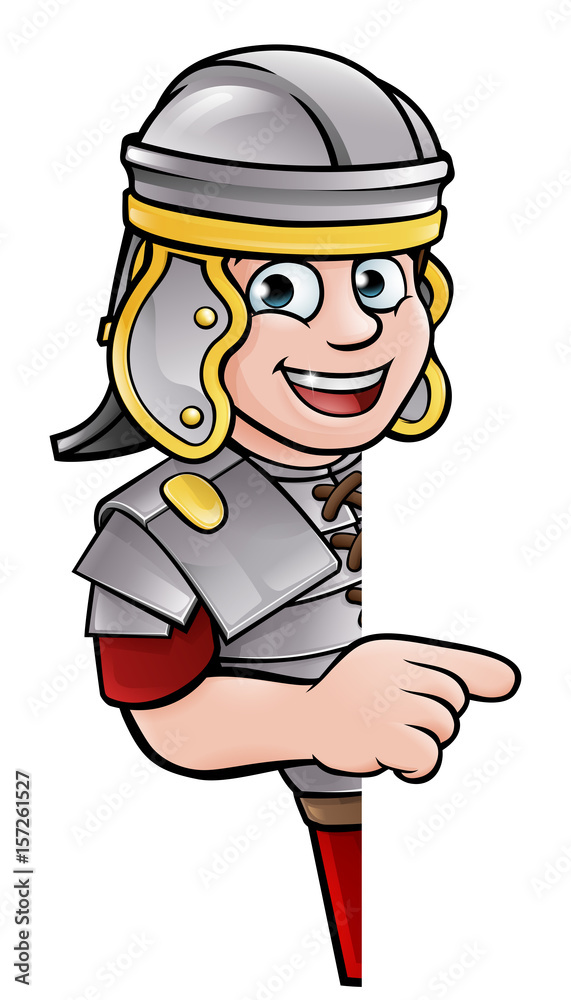 Cartoon Ancient Roman Soldier Pointing Stock Vector | Adobe Stock