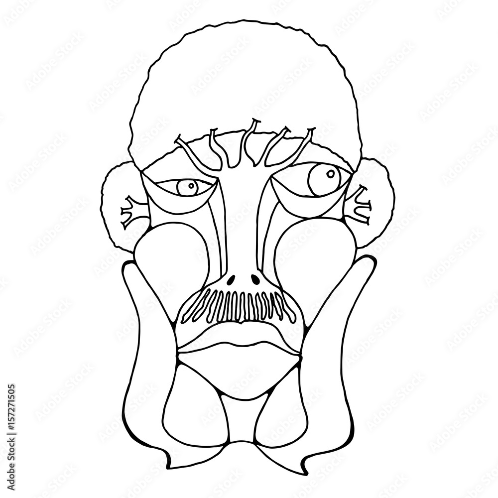 Outline art of face man for coloring page. Vector sketch. Stock Vector ...