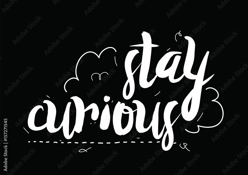 Stay curious. Greeting card with modern calligraphy and hand drawn ...
