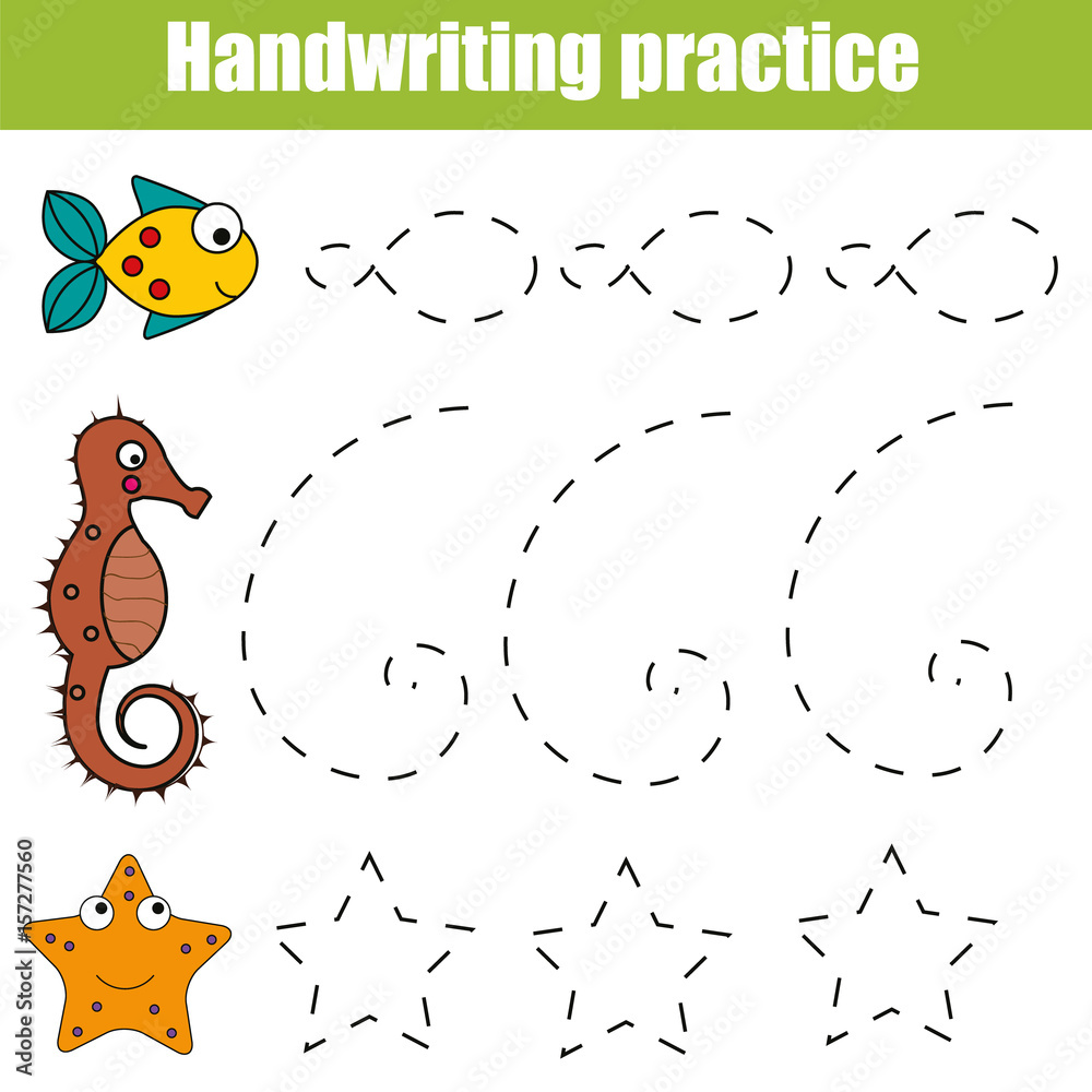 Handwriting practice sheet. Educational children game, printable ...
