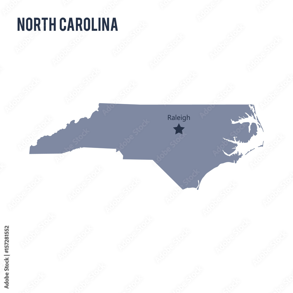 Vector map State of North Carolina isolated on white background. Stock ...