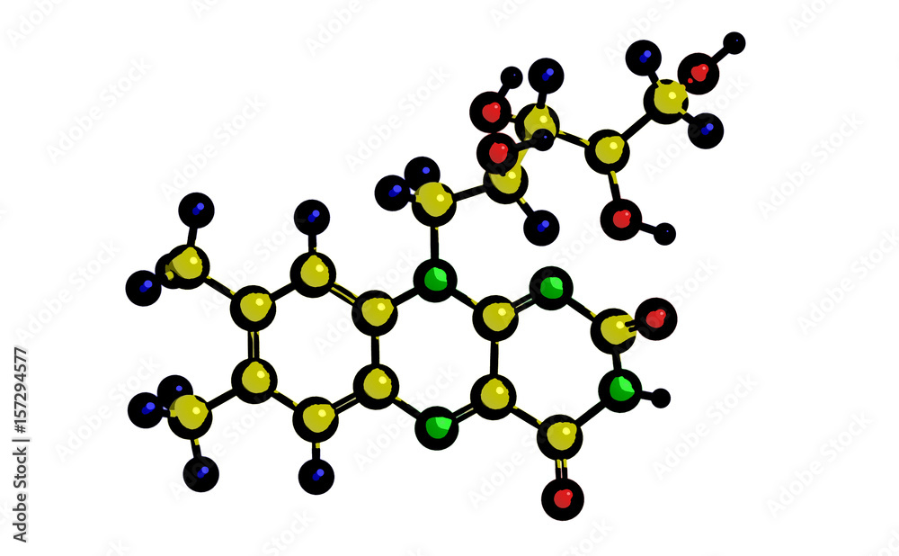 Molecular structure of vitamin B2 (riboflavin) Illustration Stock ...