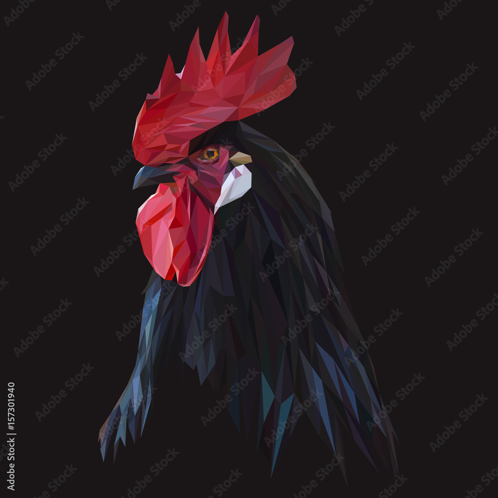 Rooster low poly design. Triangle vector illustration. Stock Vector ...