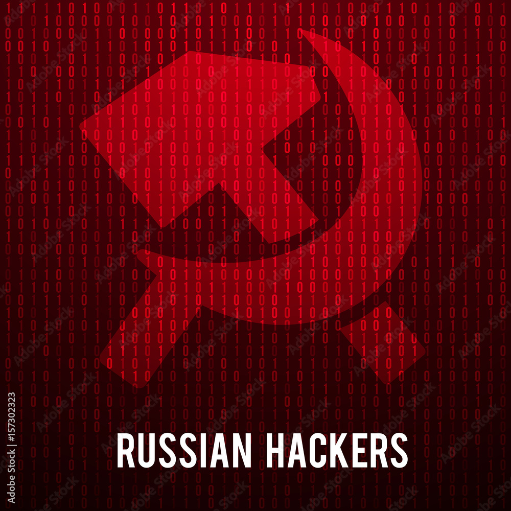 Vetor de Russian hackers concept with hammer and sickle symbol ...