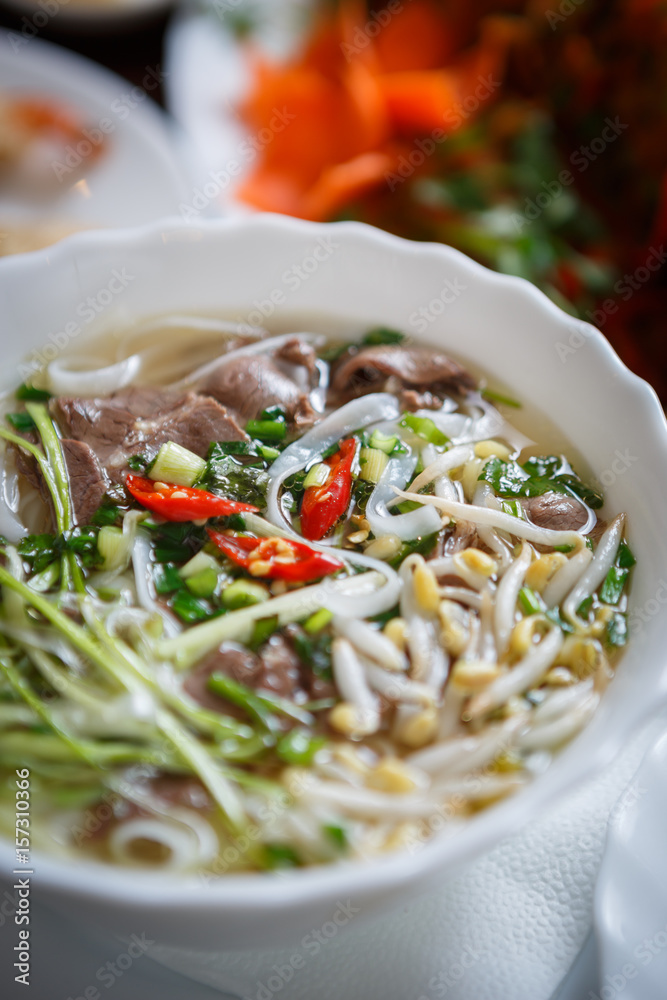 Exotic Asian cuisine.Traditional Vietnamese food menu Stock Photo ...