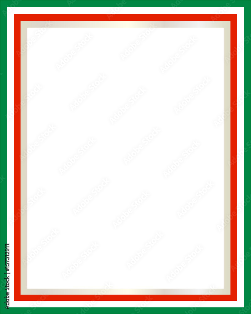 Italian flag green white red border frame design template with blank ...