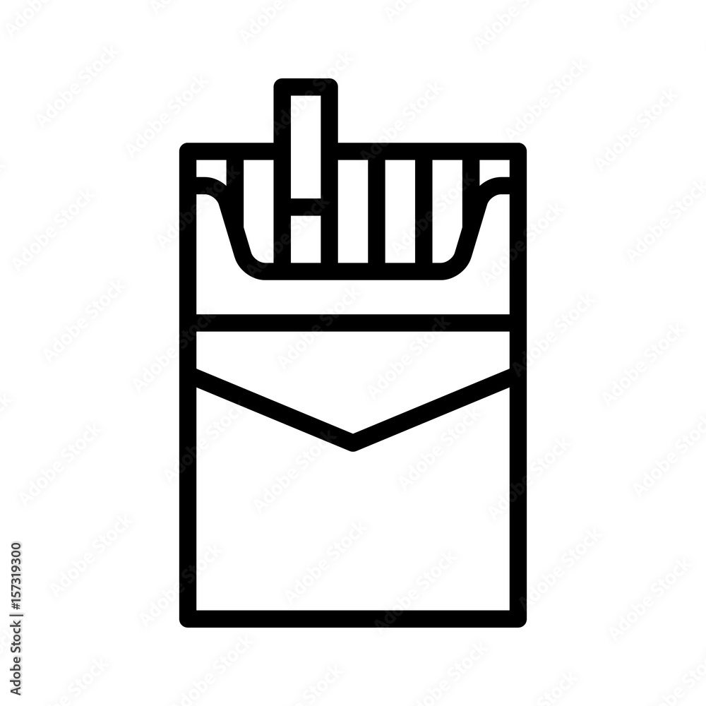 A pack of cigarettes or cigarette box line art vector icon for apps and ...