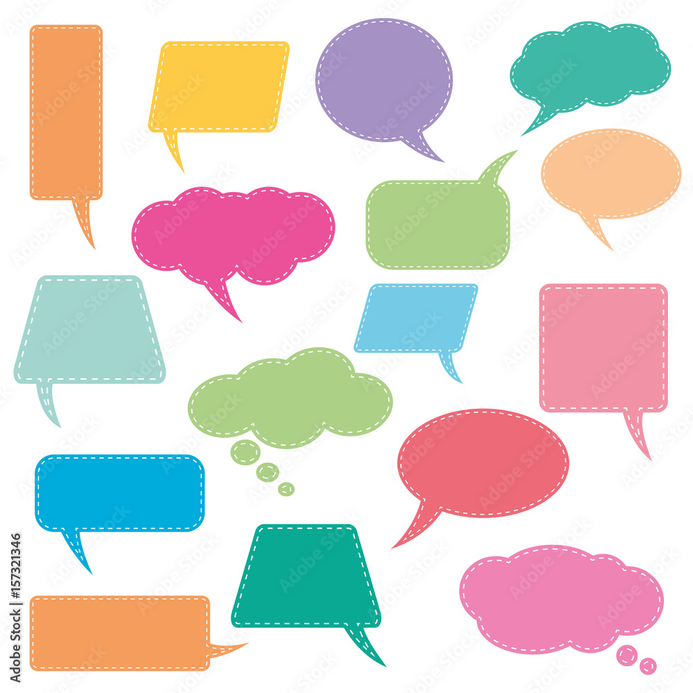 Speech bubbles set. Dashed line bordered speech bubbles. Full editable vector file. EPS. Stock ...