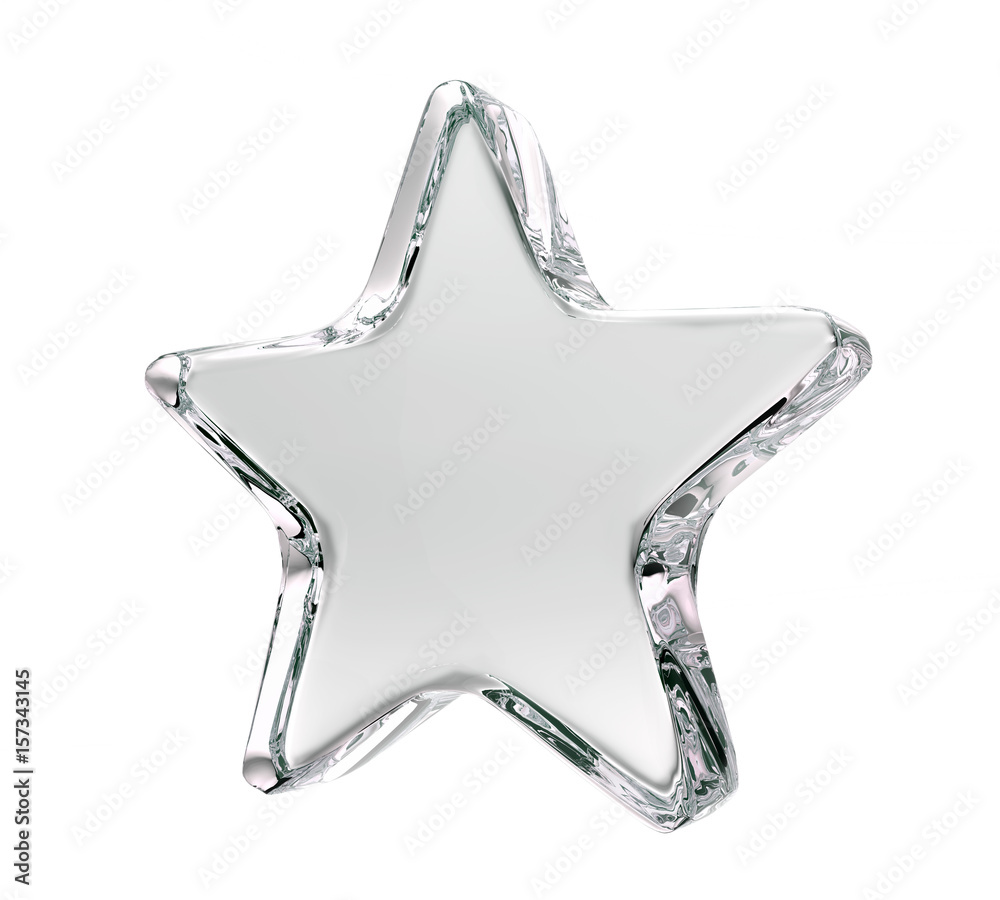 Crystal Icy Glass Transparent Award Five Pointed Star Icon - 3D ...