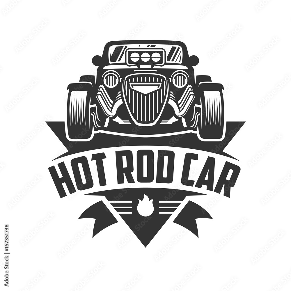 Hot Rod car logo, HotRod vector emblem, Vector Hot Rod car logo design ...
