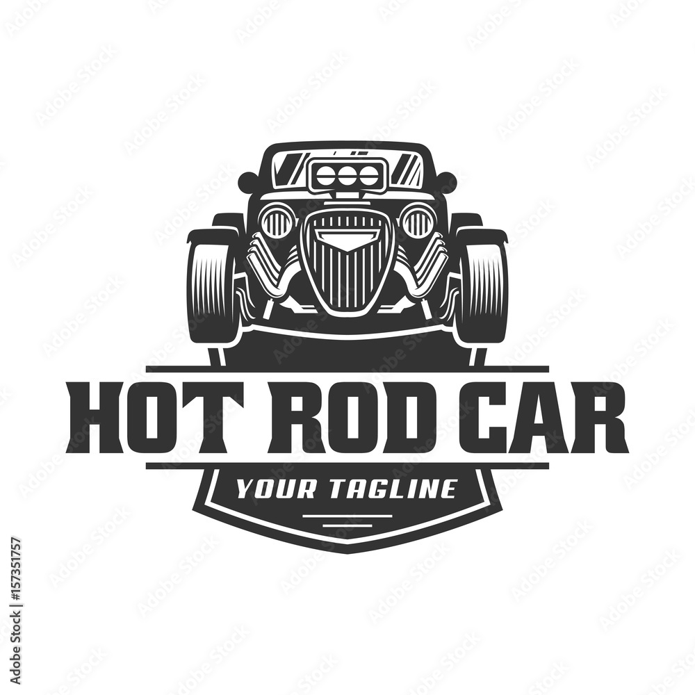 Hot Rod car logo, HotRod vector emblem, Vector Hot Rod car logo design ...
