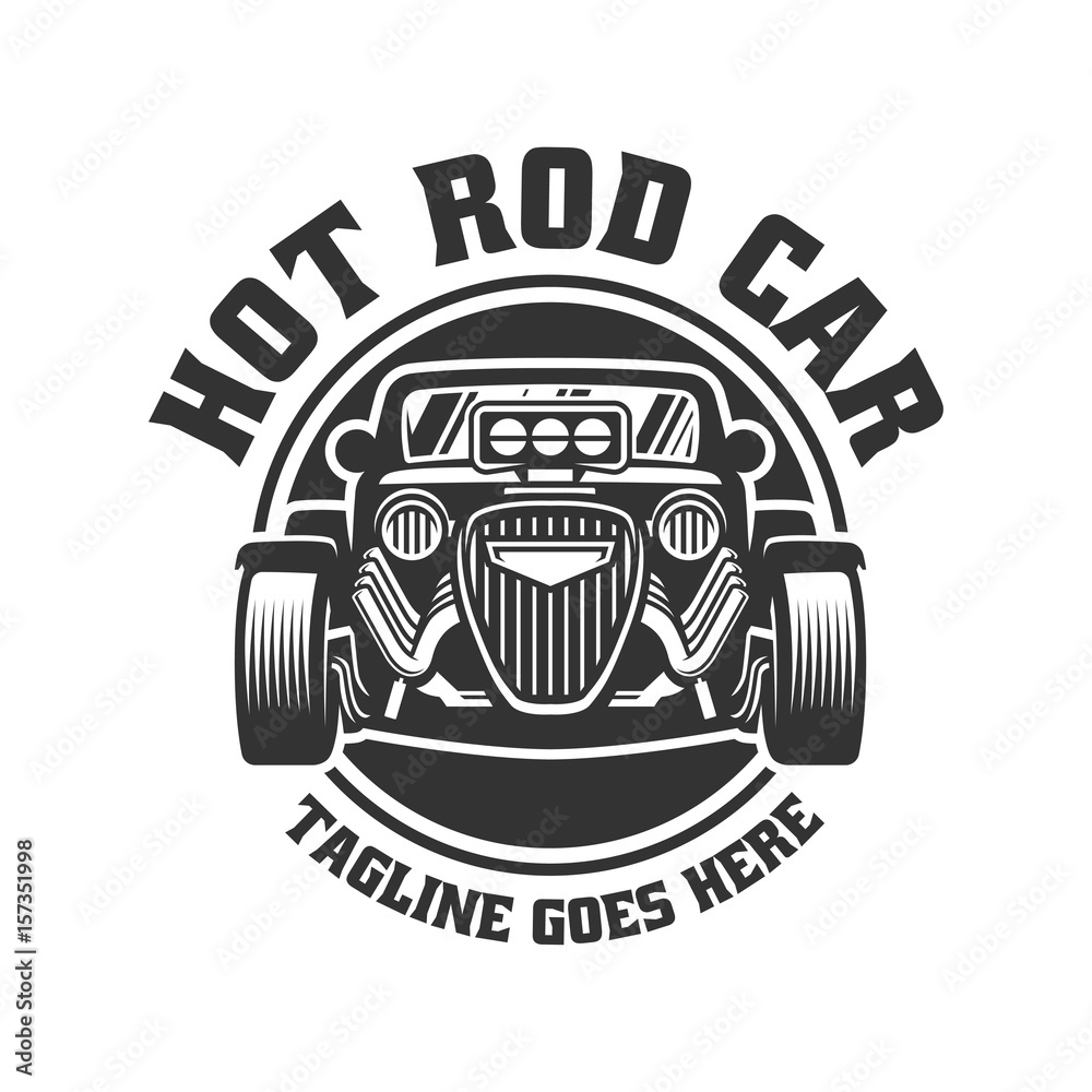 Hot Rod car logo, HotRod vector emblem, Vector Hot Rod car logo design ...