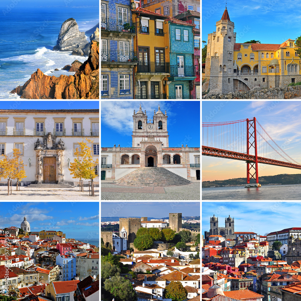 Portugal travel collage: top cities and landmarks Stock-Foto | Adobe Stock