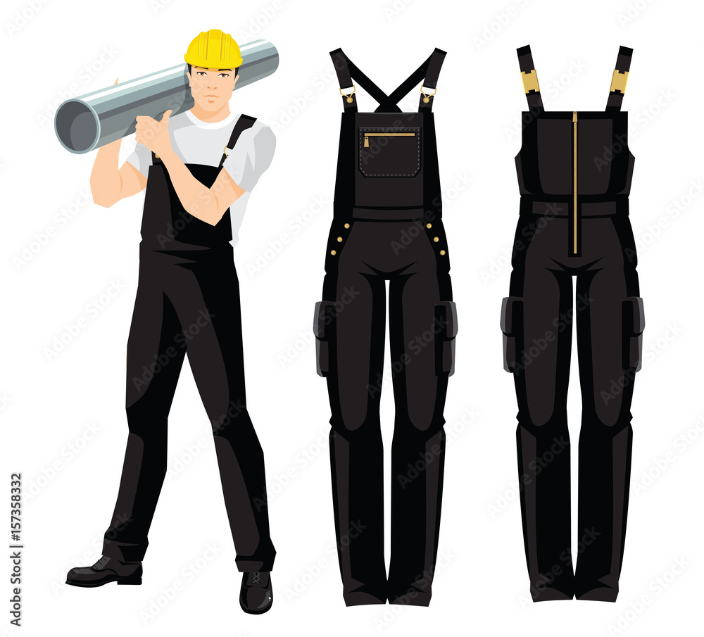 Vector illustration of workers uniform on white background. Worker in ...