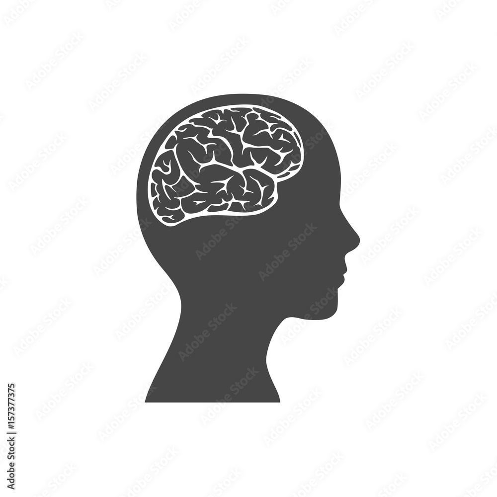 Human Head Silhouette With Brain Human Head Silhouette With Brain