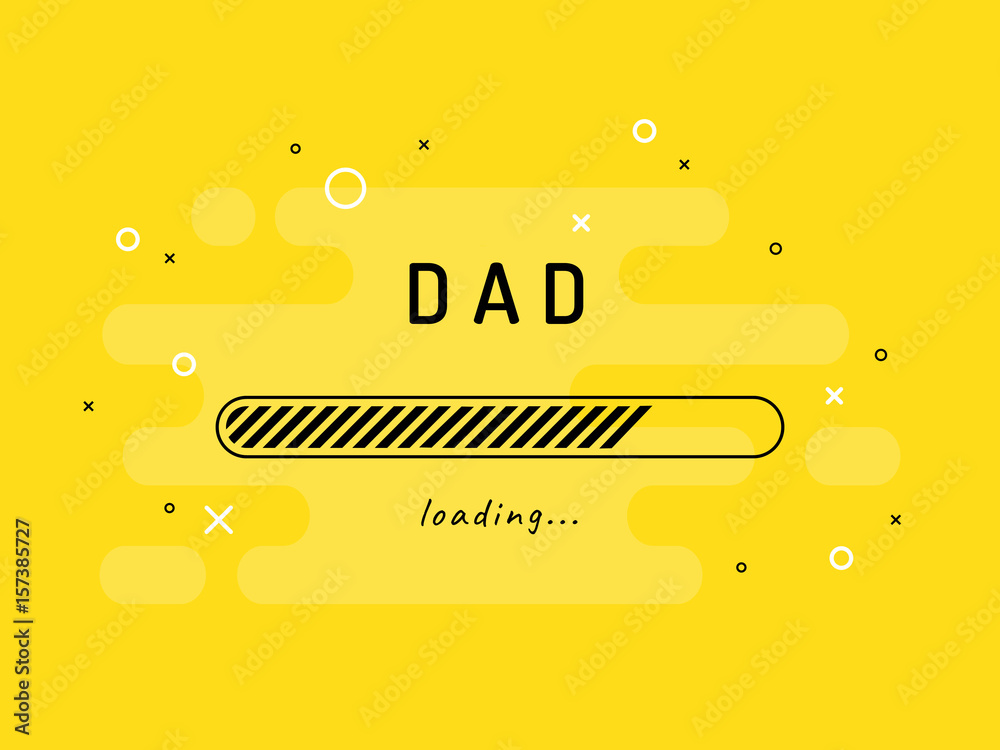 Dad loading - vector illustration. Yellow background. Stock Vector ...