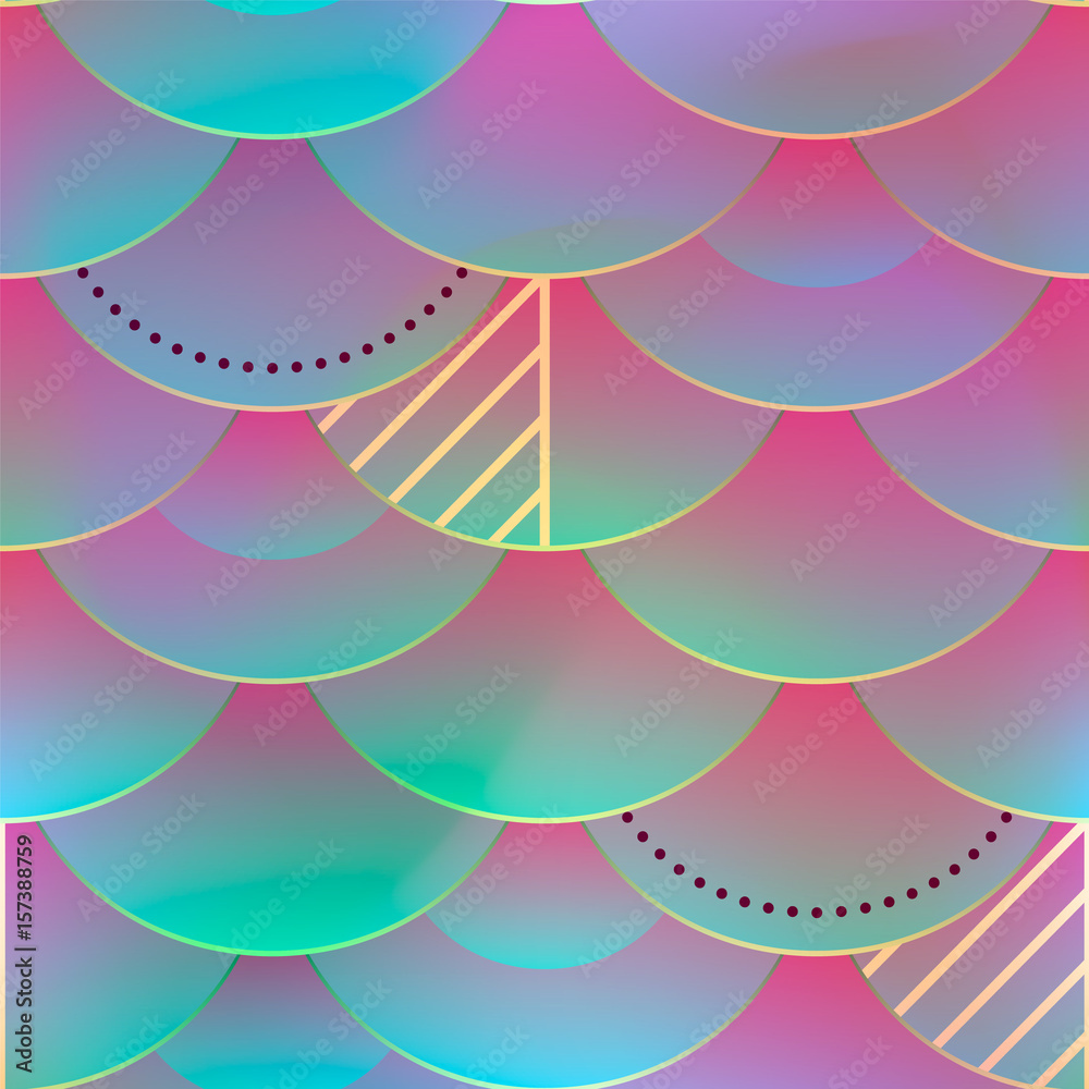 Mermaid tail seamless pattern, ornate background. Vector illustration ...