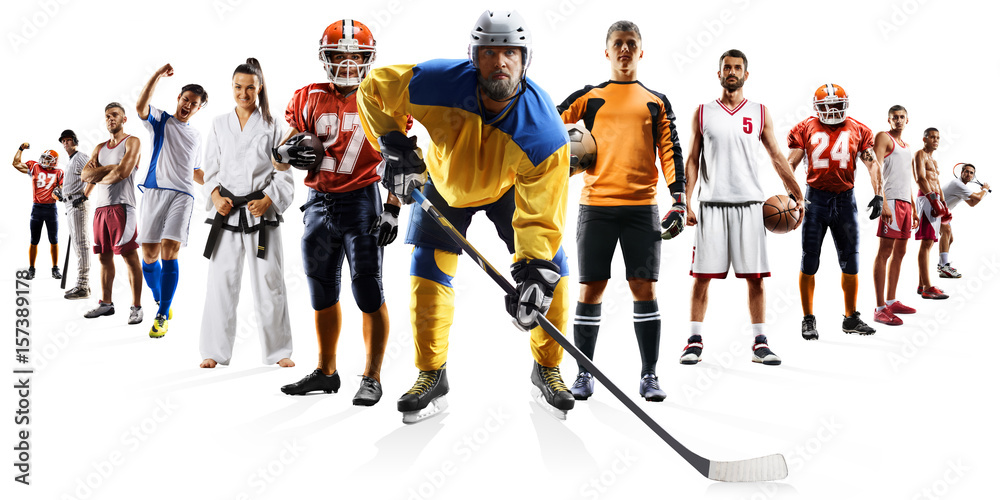 Huge multi sports collage soccer basketball football hockey baseball ...