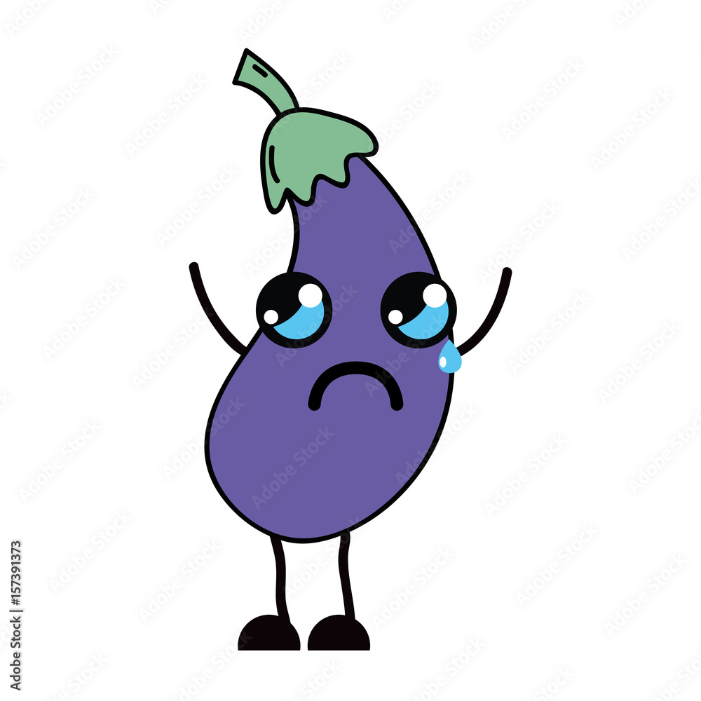 kawaii cute crying eggplant vegetable Stock Vector | Adobe Stock