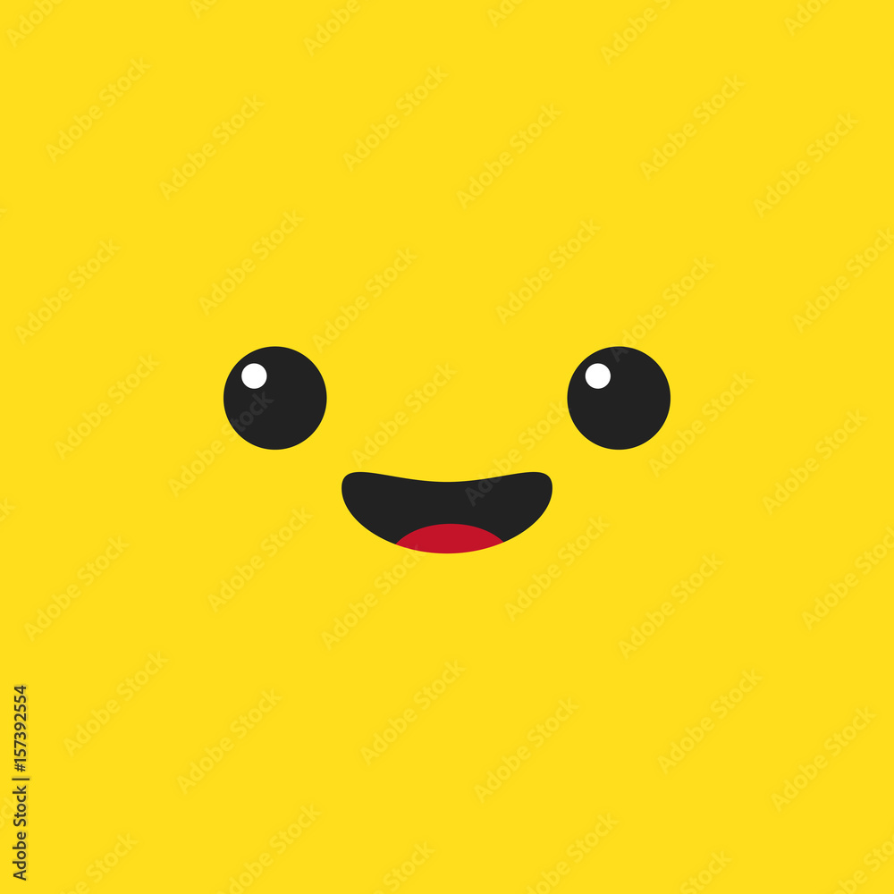Vector laughing smiling cute emoji happy face on stylish yellow ...