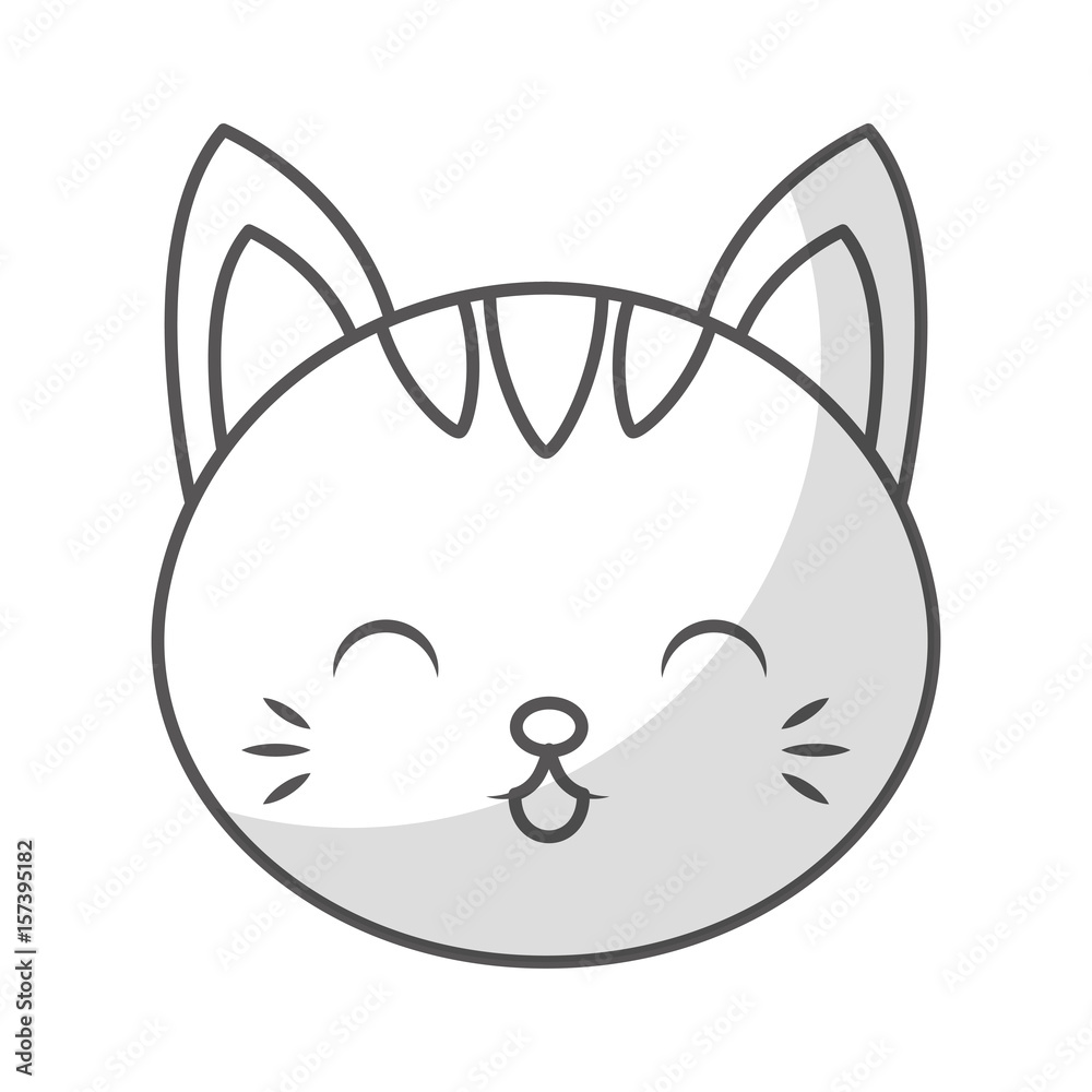 cute shadow cat face cartoon graphic design Stock Vector | Adobe Stock