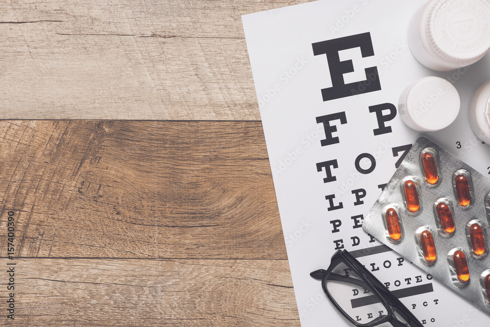 Healthy eyes. Eye chart and medicine Stock Photo | Adobe Stock