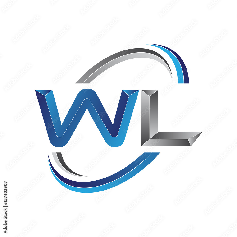 Simple initial letter logo modern swoosh WL Stock Vector | Adobe Stock