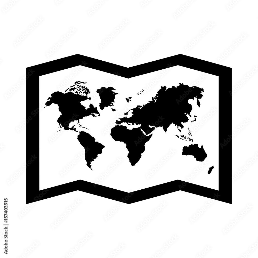 Black Icon World Map Cartoon Vector Graphic Design Stock Vector Adobe