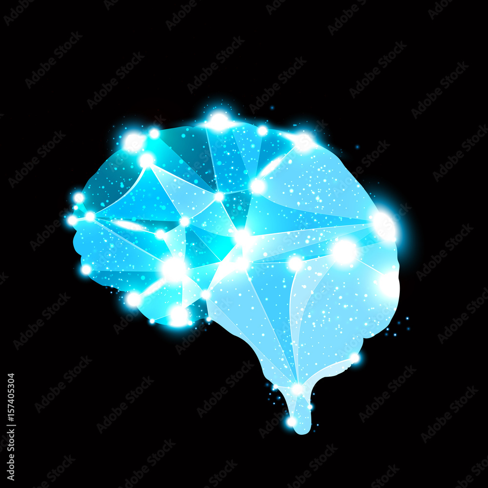 Brain geometric Illustration rasy all editable Stock Vector | Adobe Stock