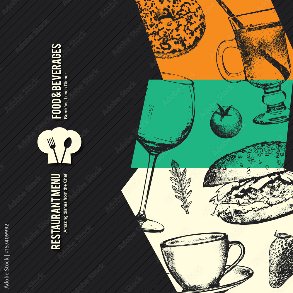 Vetor de Restaurant menu design. Vector menu brochure template for cafe ...