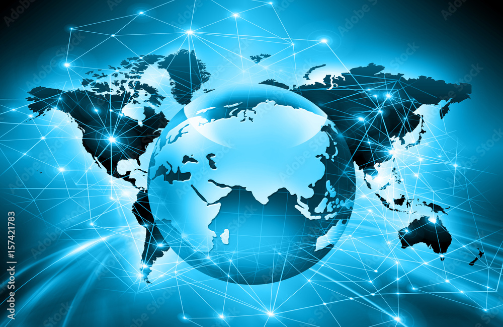 Best Internet Concept of global business. Globe, glowing lines on ...