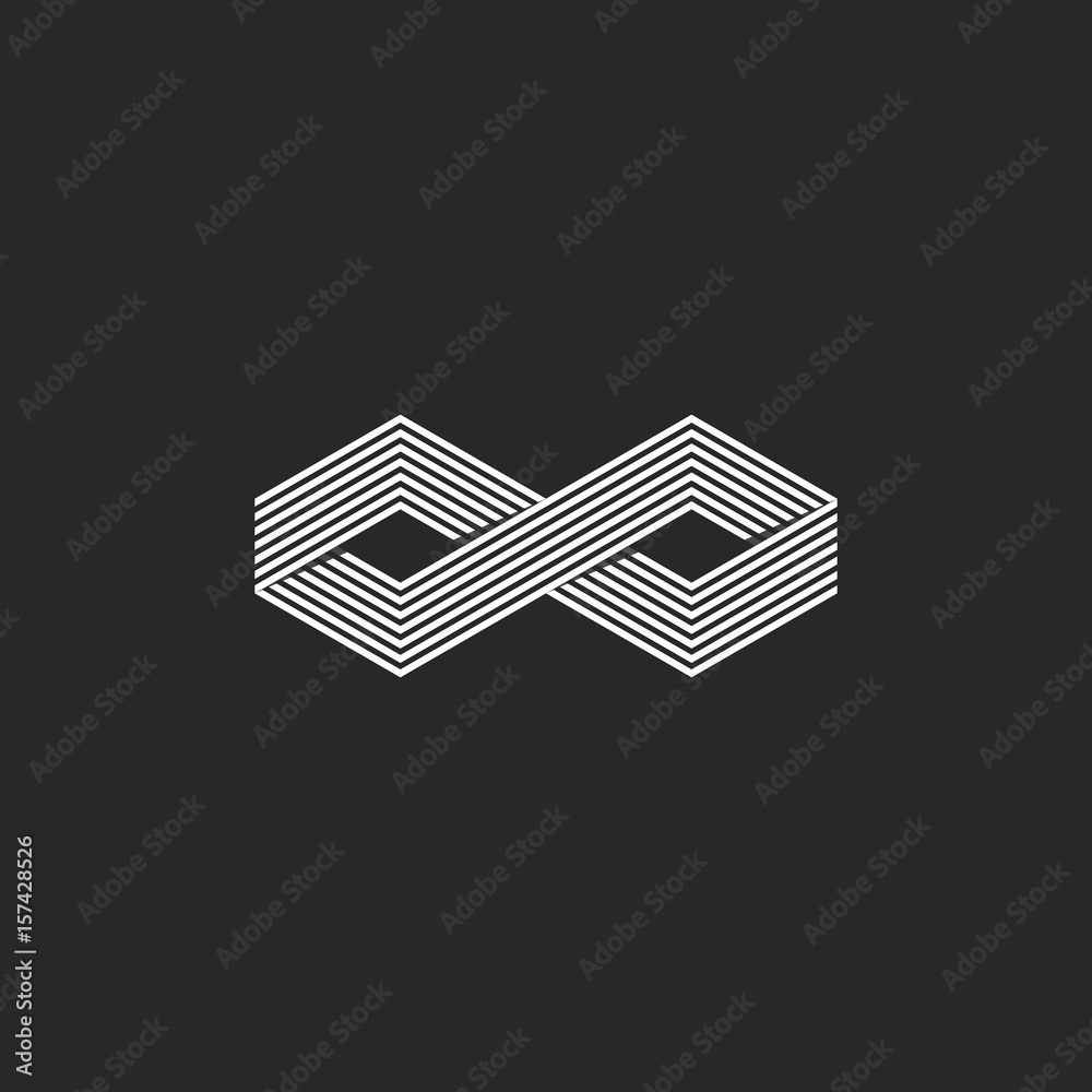 Two cubes logo isometric infinite symbol, infinity geometric shape ...