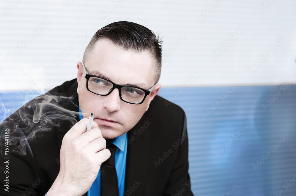 man, manager or businessman in a suit smoking a cigarette foto de Stock ...
