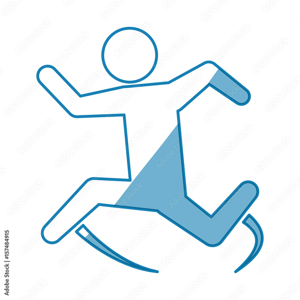 blue line pictogram man jumping up concept, vector illustration Stock ...