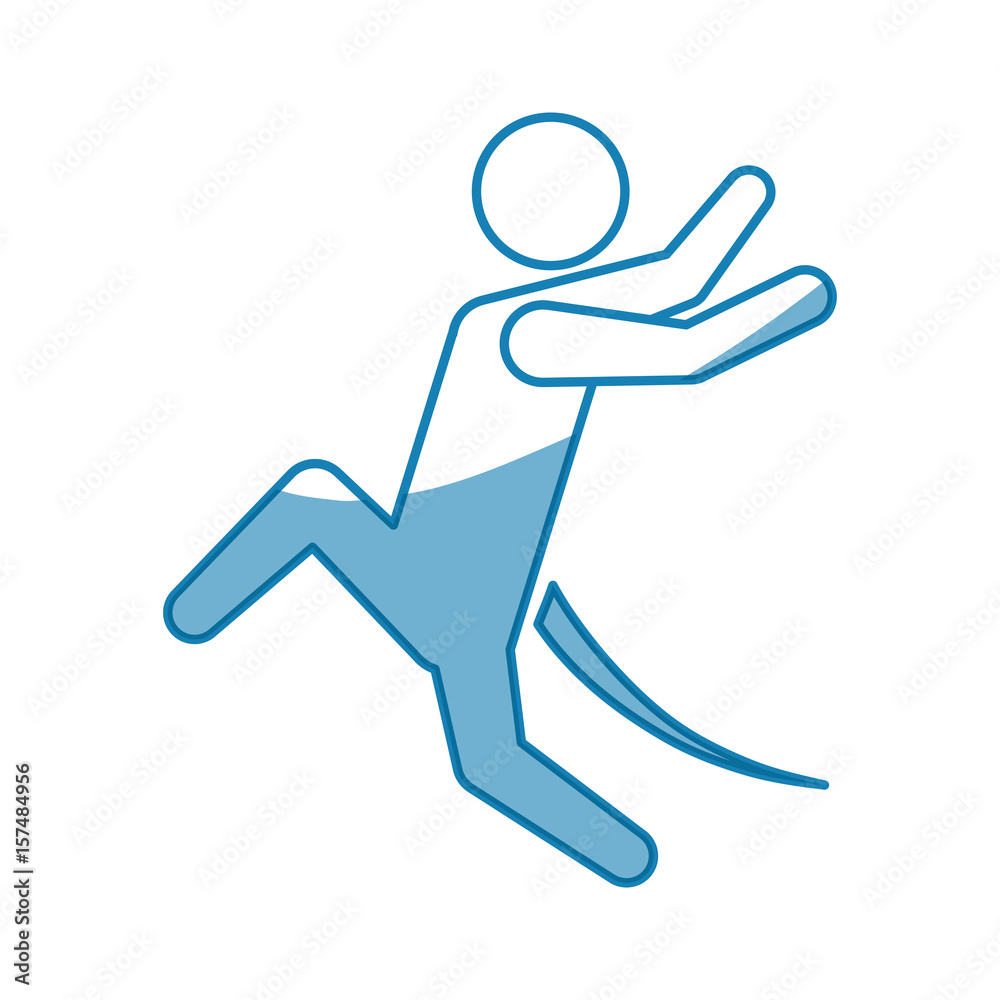 blue line pictogram man jumping up concept, vector illustration Stock ...