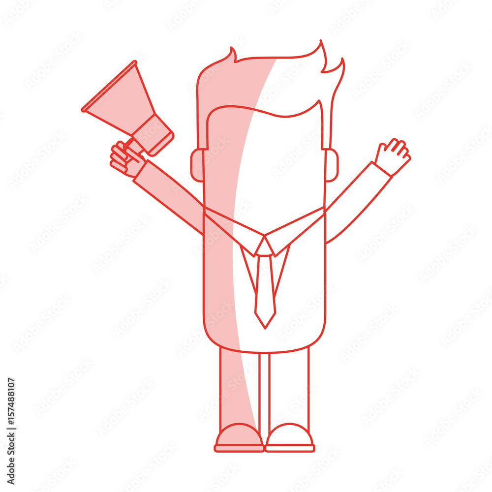 Flat line monocromatic man holding megaphone icon design. Vector ...