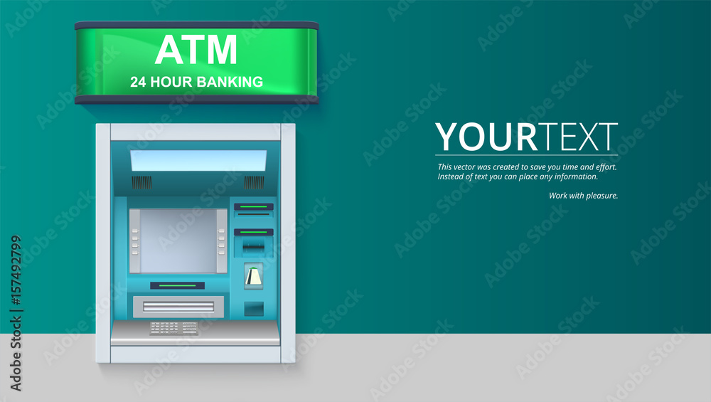 Bank Cash Machine. ATM - Automated teller machine with blank screen and ...