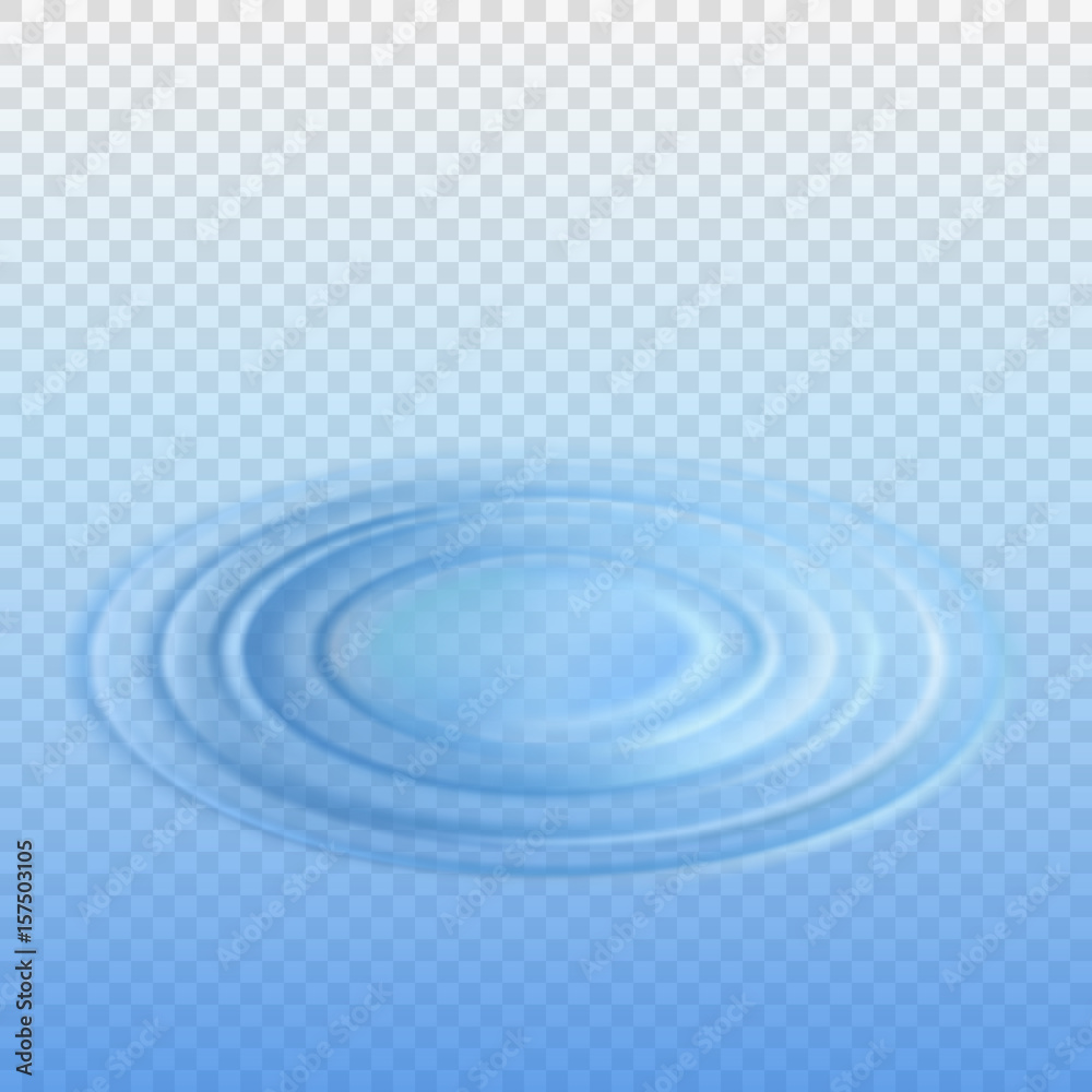 Ripple effect on water from a falling drop with transparency. Isolated ...