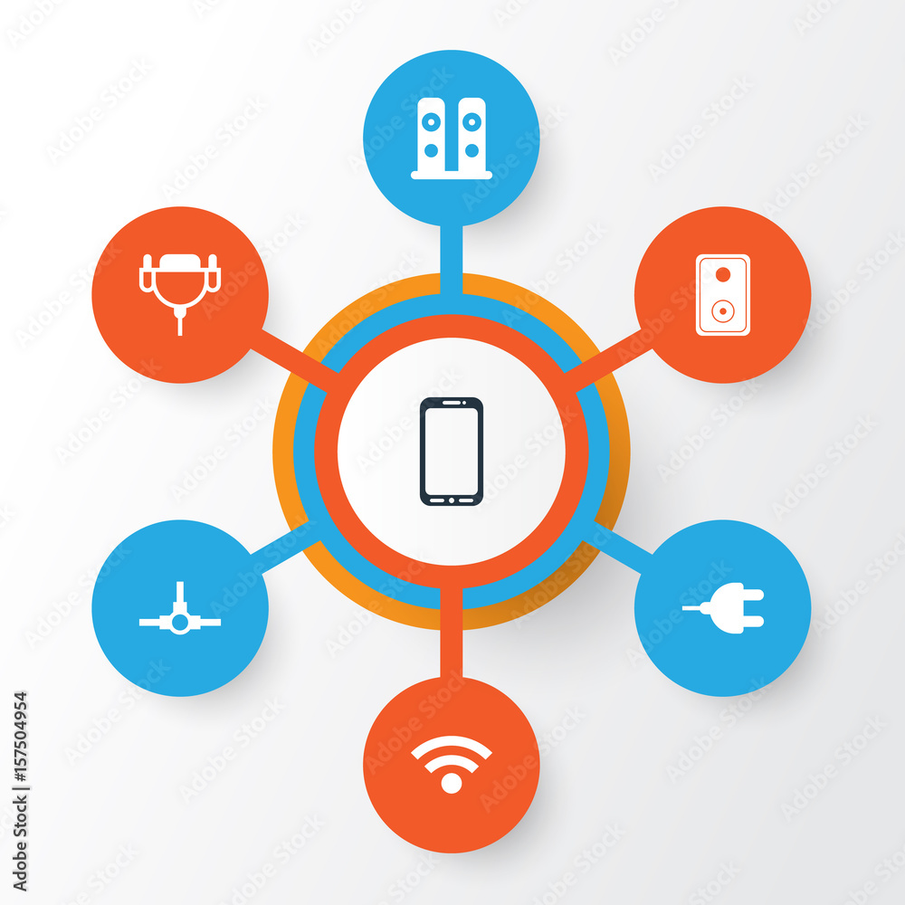 Hardware Icons Set. Collection Of Network Structure, Smartphone ...
