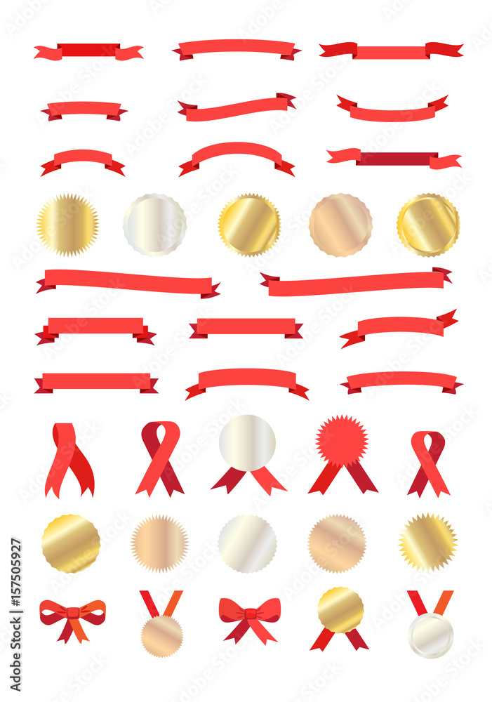 Ribbon banners isolated vector. Set Red Ribbons, banner, logo, award ...
