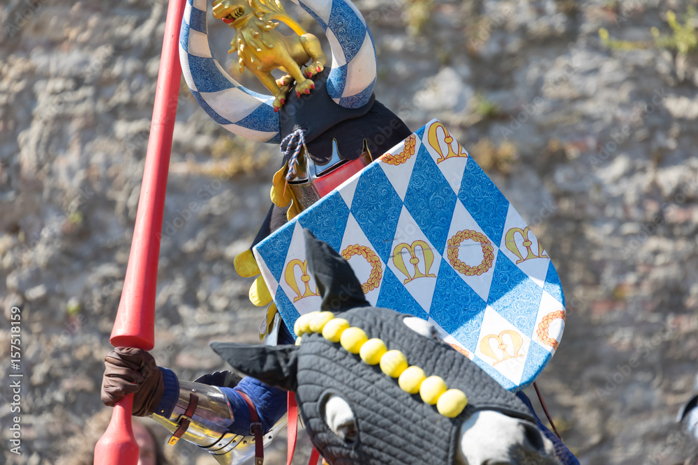 bavarian knight on the horse with festive armour Stock Photo | Adobe Stock
