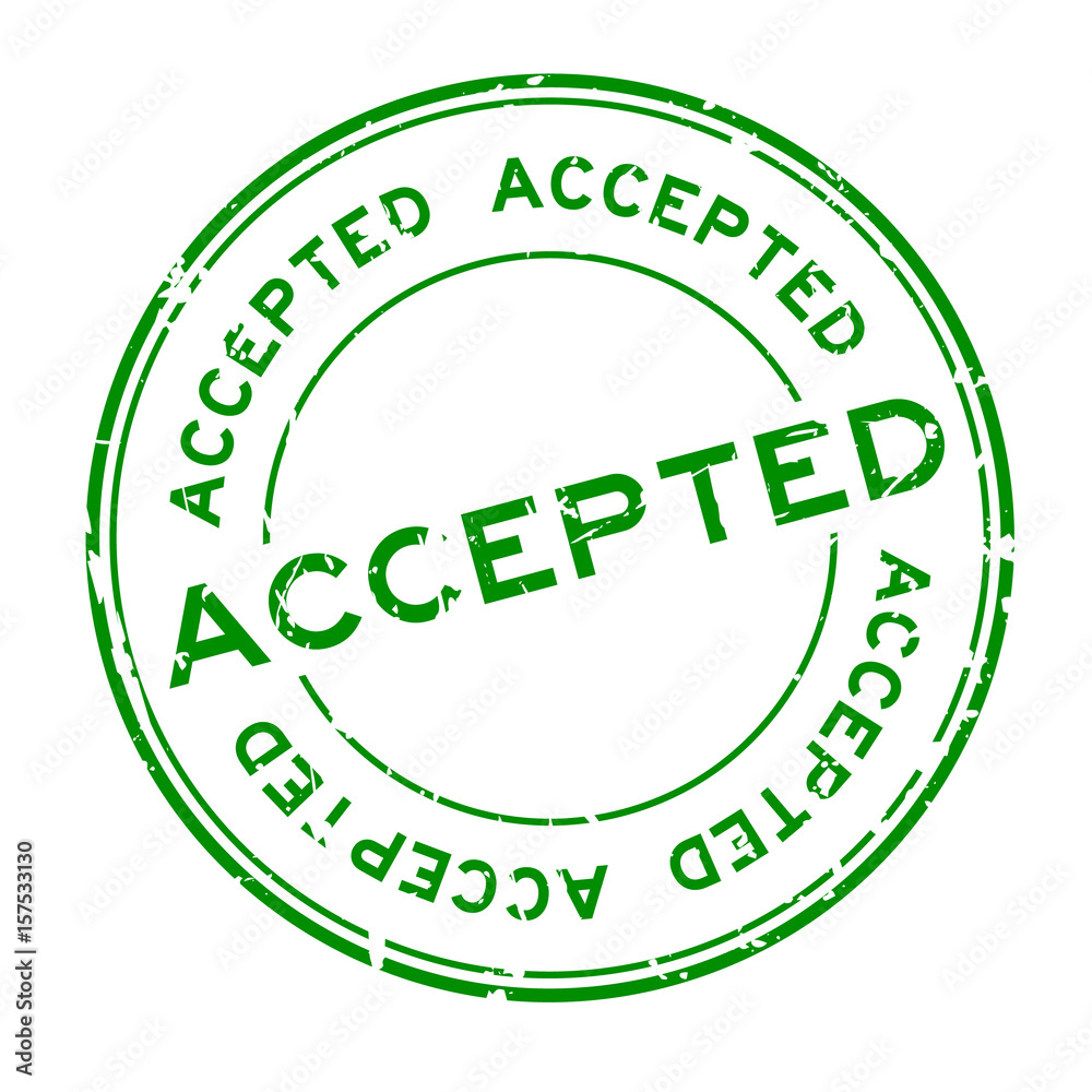 Grunge green accepted round rubber seal stamp on white background Stock ...